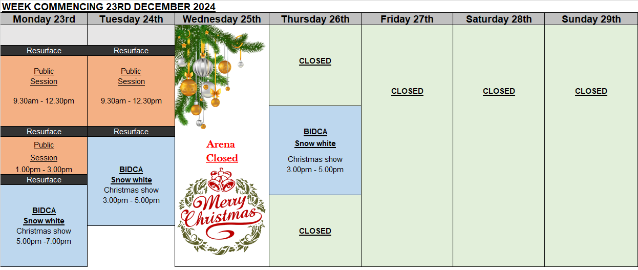 Skating Session Times – Pleasure Beach Arena